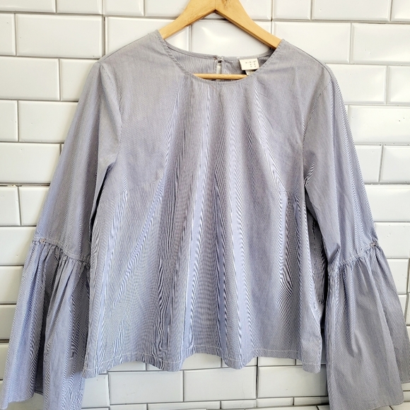 Target | Tops | Target Ladies Blue Pinstripe Long Sleeve Crewneck Top ...